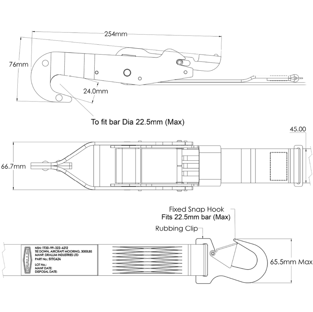 Helicopter Lashings (Drallim MC1-BZP) - Heliport Supplies