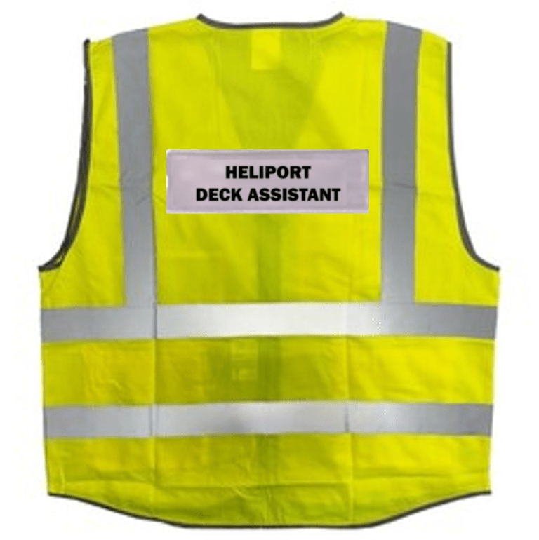 Hi-Vis HDA Vest (inc. Velcro HDA Patches Front & Back) - Heliport Supplies